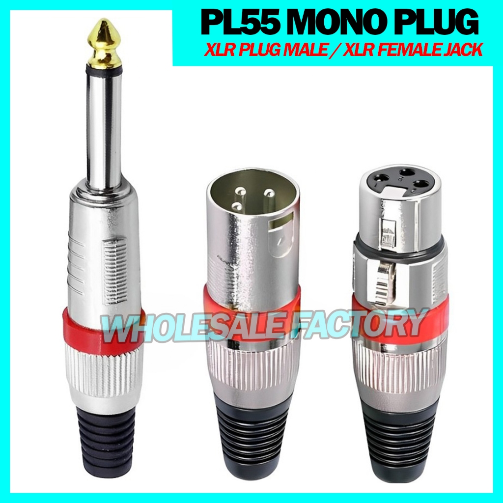 🟢XLR 3PINS PL55 MONO PLUG XLR PLUG & JACK - RANDOM COLOR SOLD PER PIECE ...