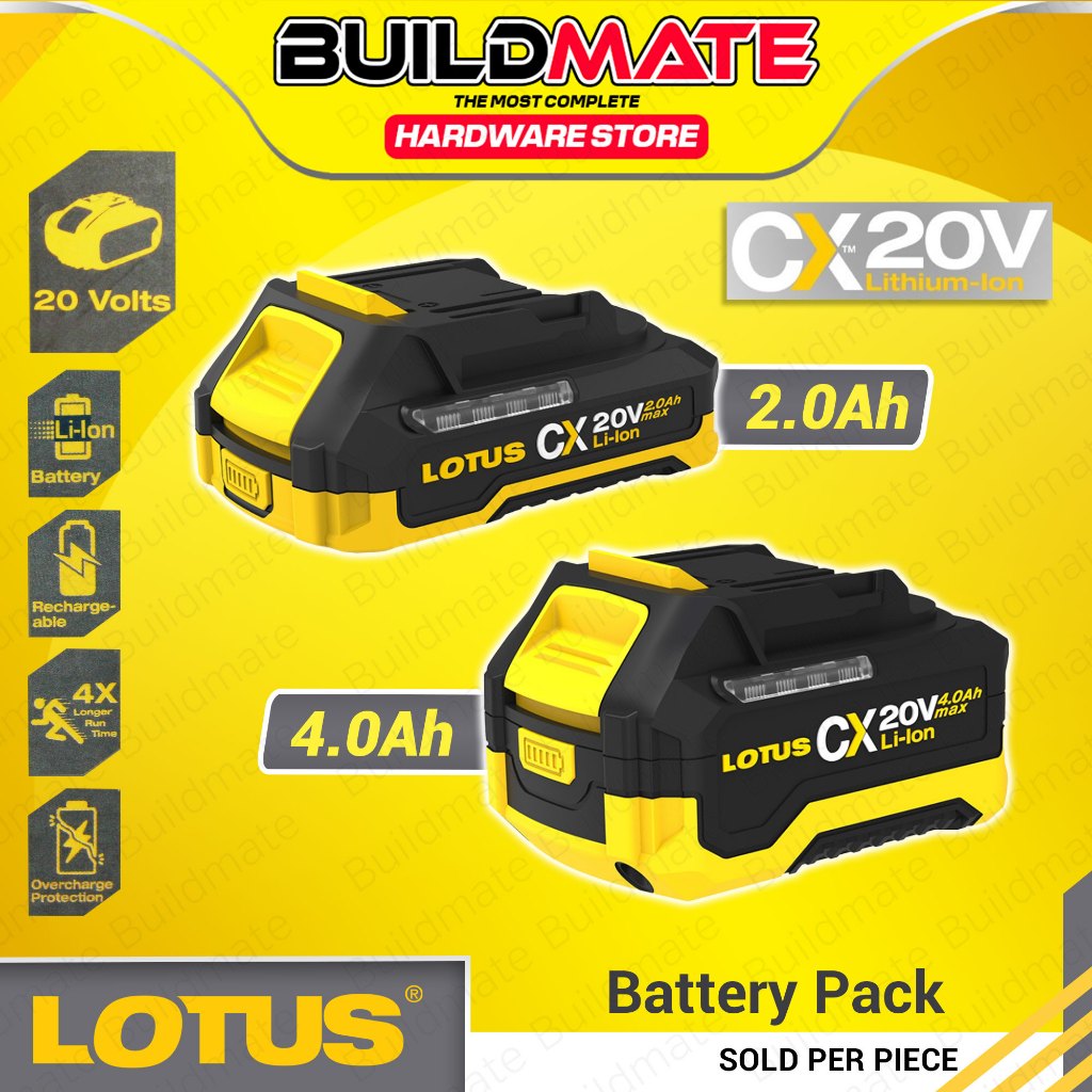 BUILDMATE Lotus 20V Lithium-Ion Battery Pack 2.0Ah / 4.0Ah Compact ...