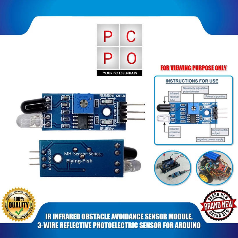 PC PO IR INFRARED OBSTACLE AVOIDANCE SENSOR MODULE, 3-WIRE REFLECTIVE ...