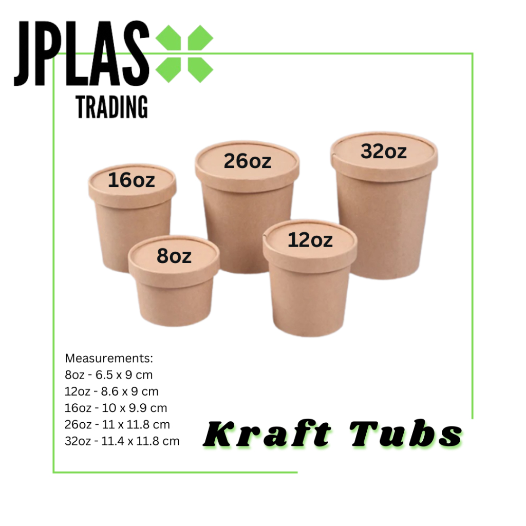 25 pcs - Kraft Ice Cream Food Soup Disposable Biodegradable Tub with ...