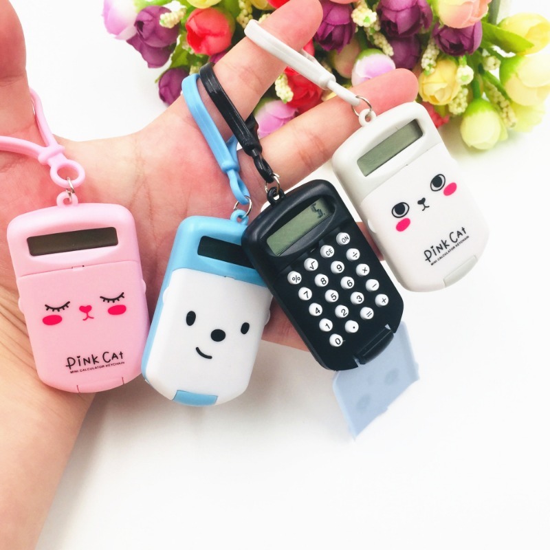 Hot Portable Colorful Mini Flip Calculator Keychain School Calculator ...