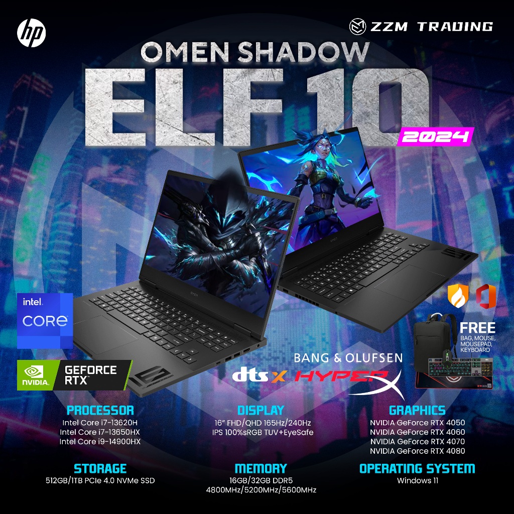 HP Omen Shadow Elf 10 2024 Core i7/i9 RTX GPU 16" FHD/QHD 16GB/32GB RAM ...