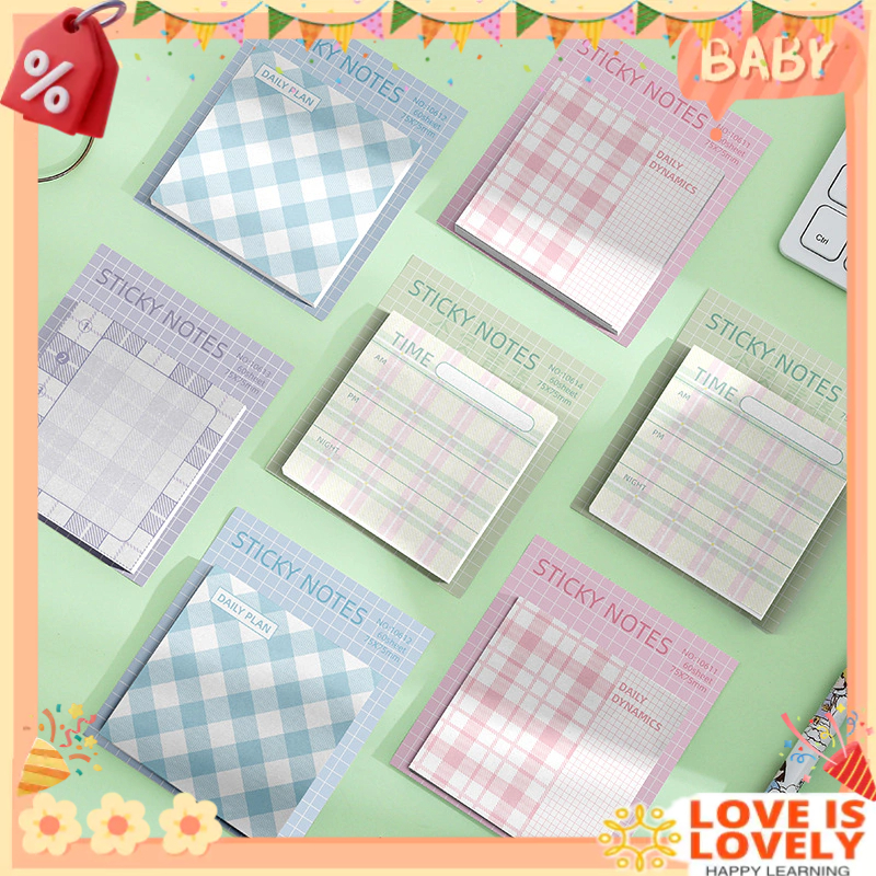 Sticky Note 30 sheets Paper Checkered Plaid Sticky Note Pad Note ...
