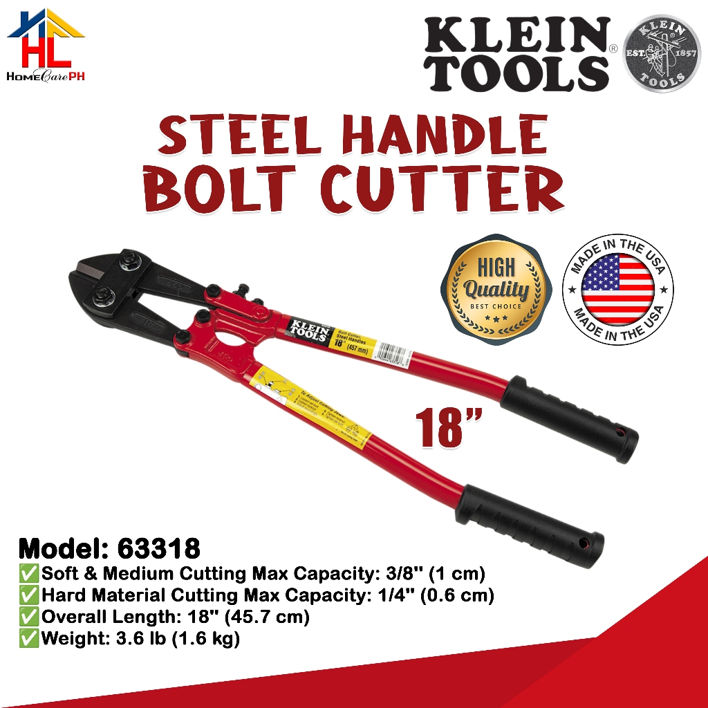 Klein Tools Steel Handle Bolt Cutter 18 inches 63318 | Shopee Philippines