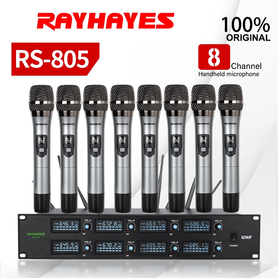 RAYHAYES Wireless Microphone 8-Channel System 200M Receiving Distance ...