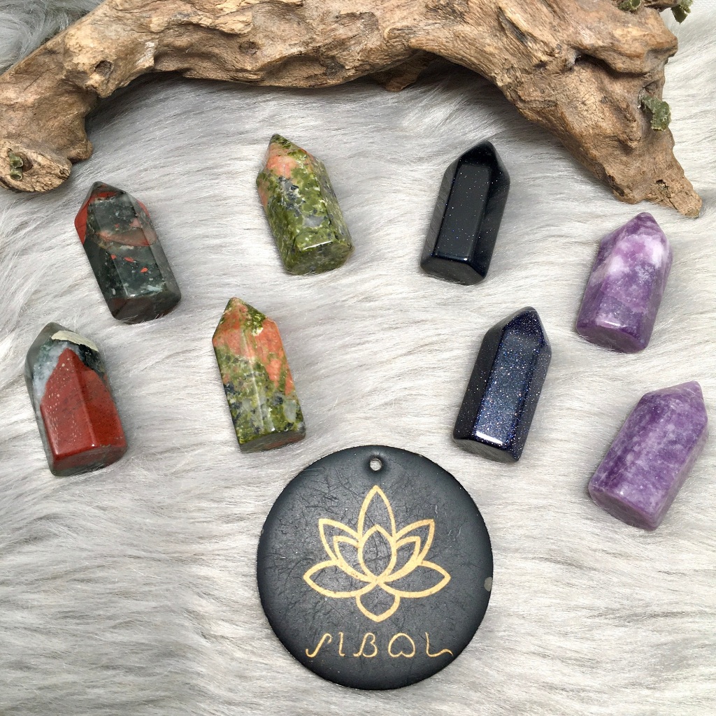 Mini Crystal Tower (African Bloodstone Blue Sandstone Lepidolite ...