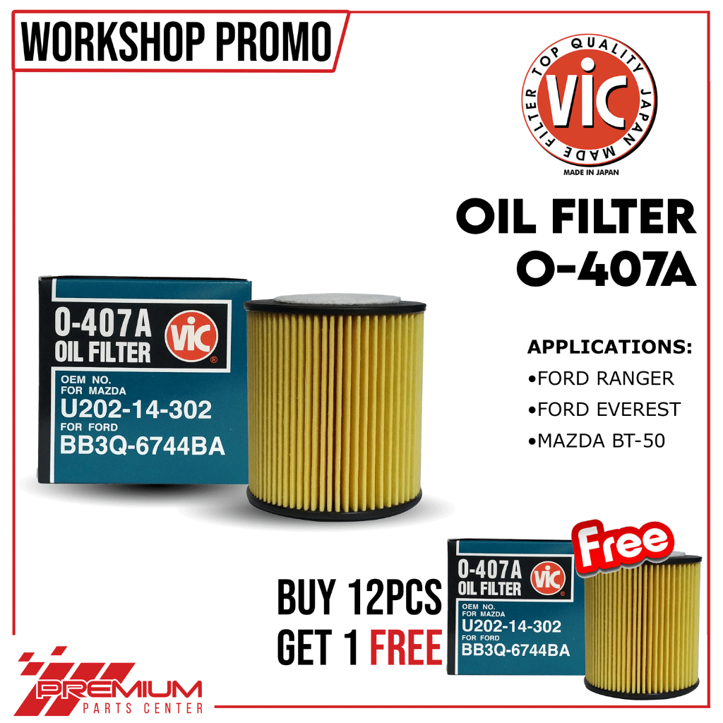 VIC Oil Filter Element Type O-407A for Ford Ranger, Everest, Mazda BT ...