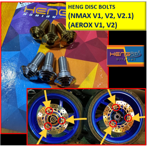 HENG Original Disc Bolt Disc Plate bolt for YAMAHA NMAX V1, V2, V2.1 ...