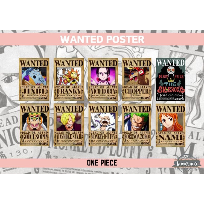 One Piece Wanted Poster Set A4 Size - New Bounty after The Wano Arc ...