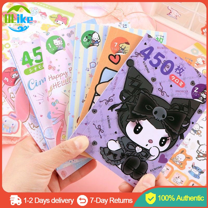 450pcs Sanrio Kuromi Cartoon Sticker Book Melody Cute 16 Sheets ...