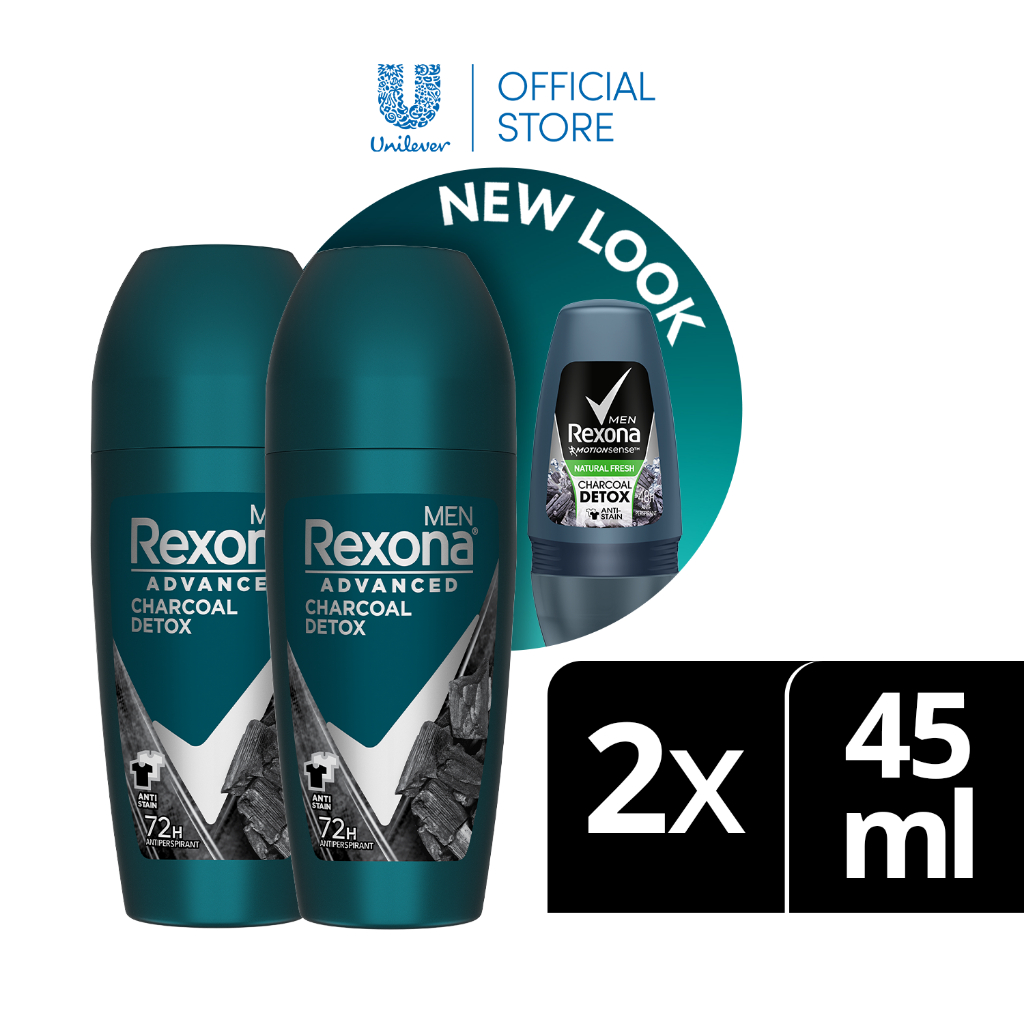 [BUNDLE OF 2] Rexona Men Motionsense Roll On Deodorant Charcoal Detox ...