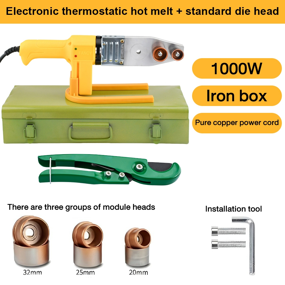 【Free PPR CUTTER+Iron Case】1000W Plastic Pipes fusion Machine Heavy ...