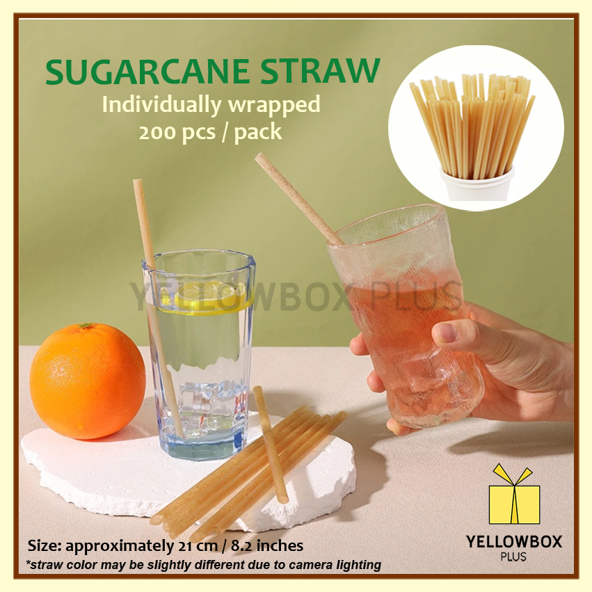 200pcs High Quality 6mm hole Hard sugarcane straw–Individually Wrapped ...