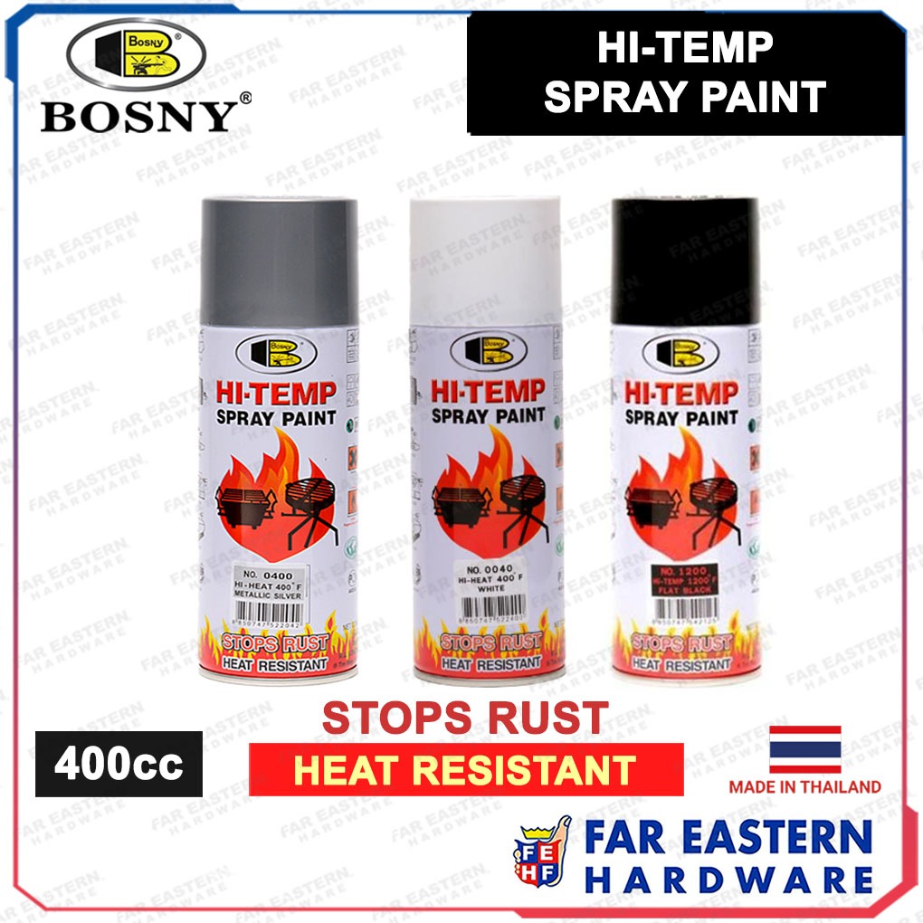 BOSNY Hi-Temp Spray Paint High Heat Temperature Resistant 400°F | 1200°F 400cc Made in Thailand ...