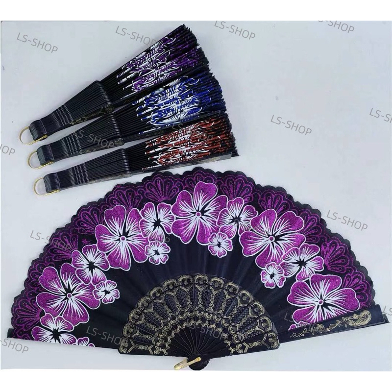 1PCS/Black Handle Pamaypay O Abanico Flower/Floral Designs with ...