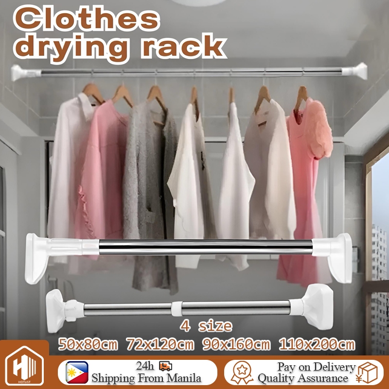 Curtain Rod Clothes Clothes Rod Punch-Free Telescopic Rod Adjustable ...