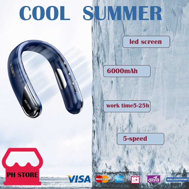 FS25 Mini Neck Fan Led Rechargeable Fan USB Portable Bladeless Fan ...