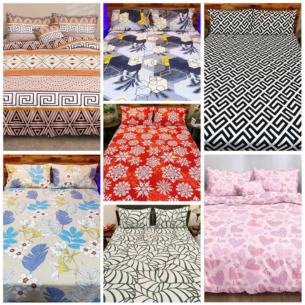 3 in 1 Printed Bed Sheet Canadian Cotton Floral Leaves Monstera ...