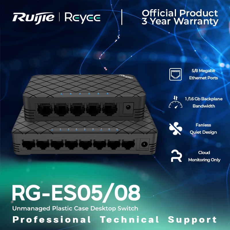 Ruijie-Reyee RG-ES05/08 5/8-Port 10/100 Mbps Desktop Switch Hub ...