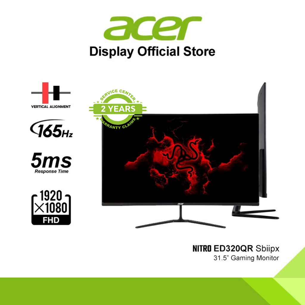Acer Nitro ED320QR Sbiipx 31.5" Curved Gaming Monitor (DP/HDMI, 165Hz ...