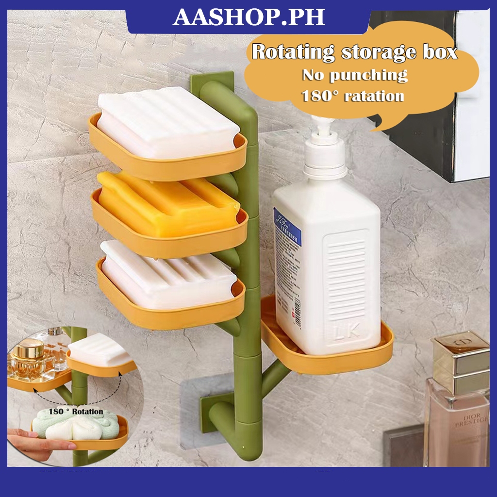 Soap Holder Bathroom organizer Drilling-Free Wall Mounted Three Layer ...