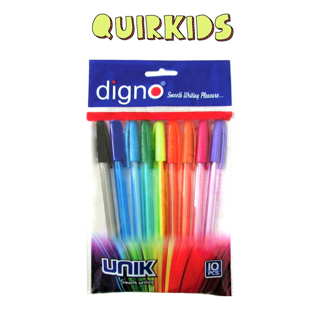 [SET] Digno UNIK 10 Color Smooth Writing Ballpen Ball Point Colored Pen ...