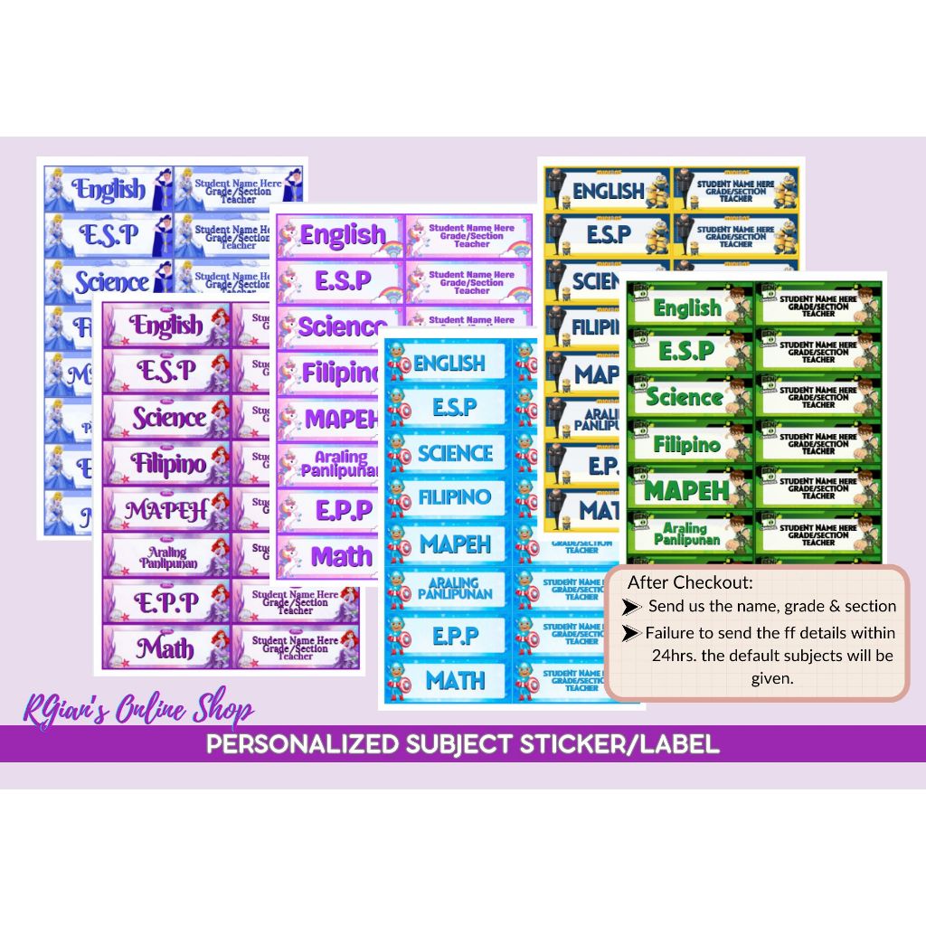 Name Sticker Notebook Labels Personalized BTS Taylor Swift Dinosaur ...