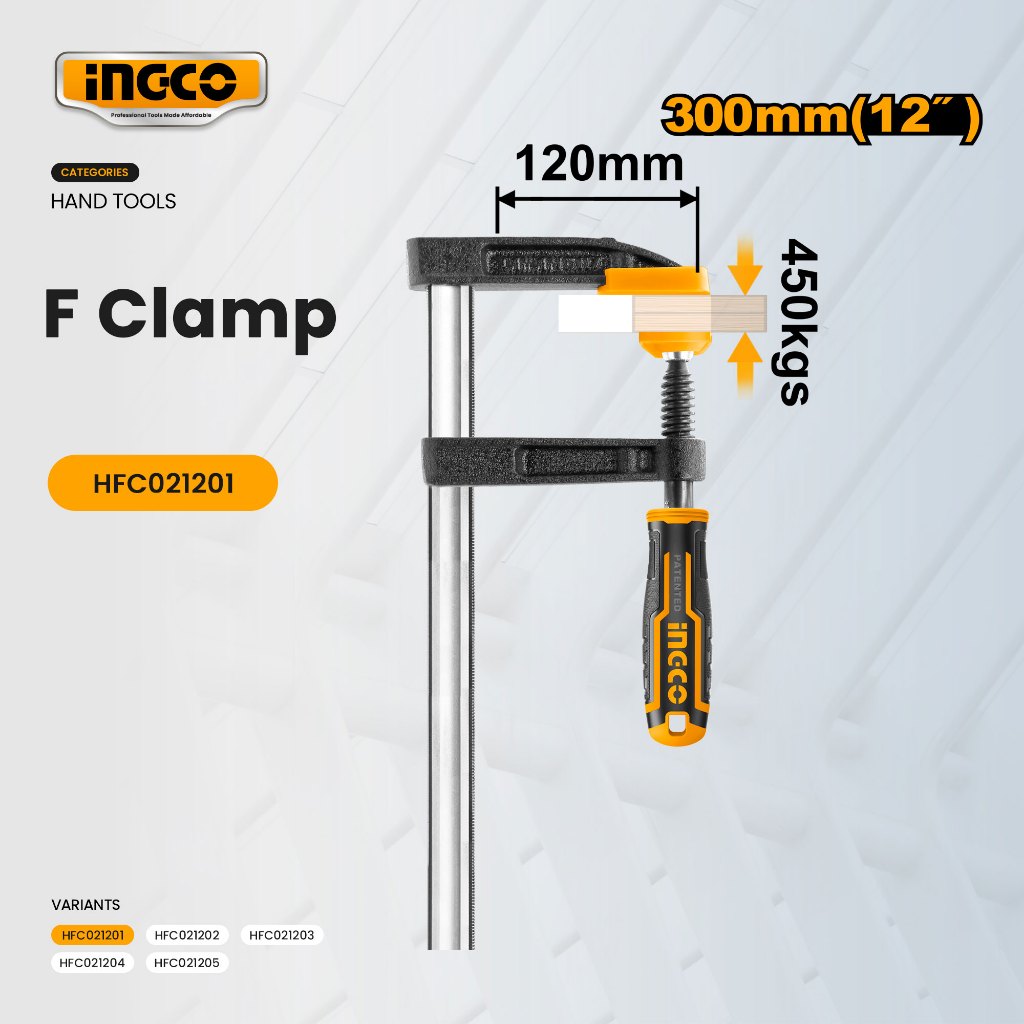 Ingco Industrial F Clamp HFC021201 | HFC021202 | HFC021203 | HFC021204 ...