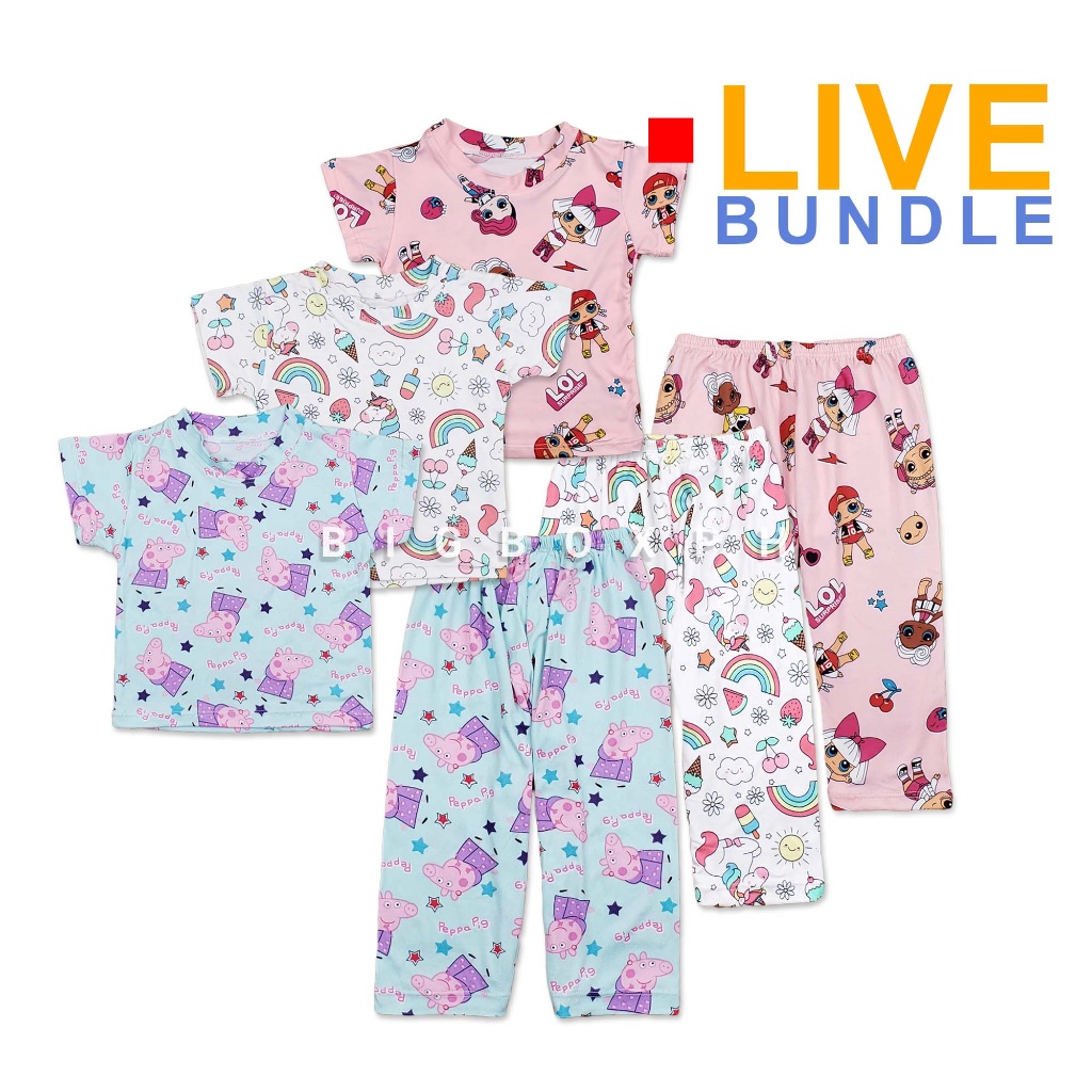BigboxPH 3pcs Live Selection Kids Cute Everyday Terno Pajama Set for ...