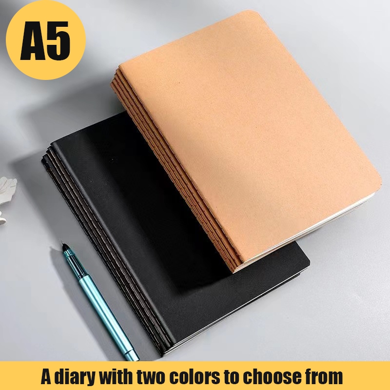 【HOT】A5 Notebook Craft Notebook 36 Sheets Black Notebook Retro Notebook ...