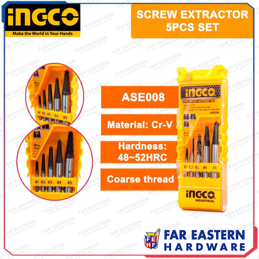 INGCO Screw Extractor 5pcs Set ASE008 INAC | Shopee Philippines