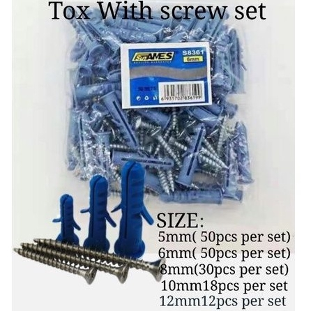 1SET/PACK Tox With screw size:(5#/50set,6#50set,8#30set,10#18set,12 ...