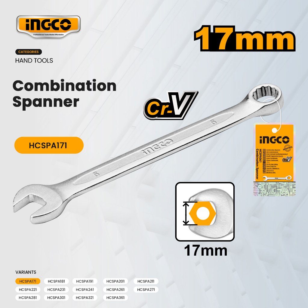 Ingco Combination Spanner CR-V Matte Finish SOLD PER PIECE V2 IHT ...