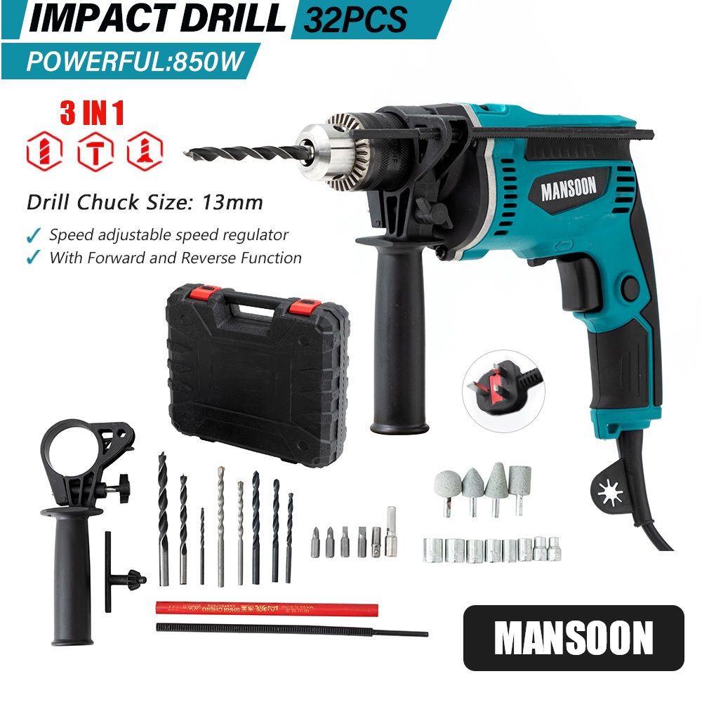 【COD】Impact Drill Set 3 IN 1 Cordless Hand Drill Set Electric Included ...