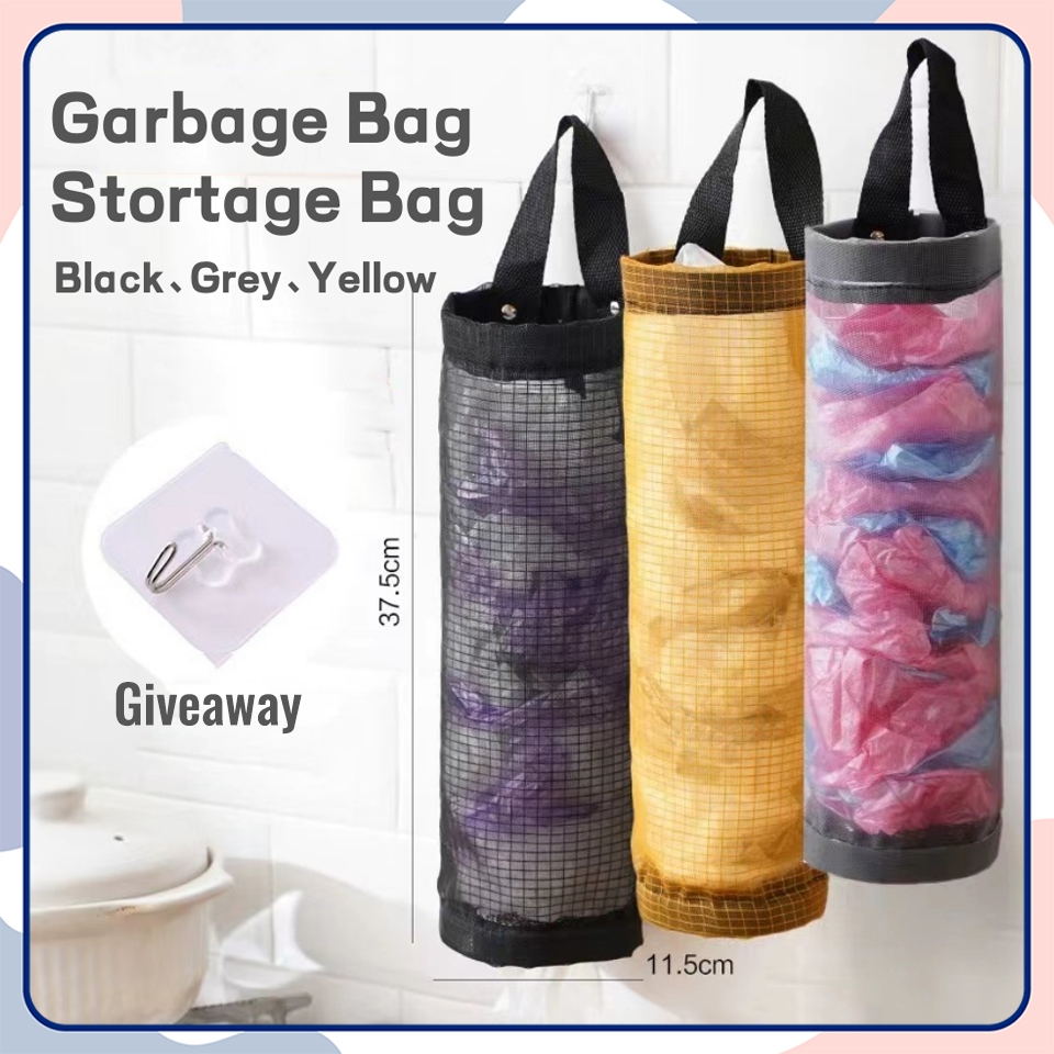 Kitchen Plastic Mesh Garbage Bag Organizer Dispenser Trash Bags Holder ...