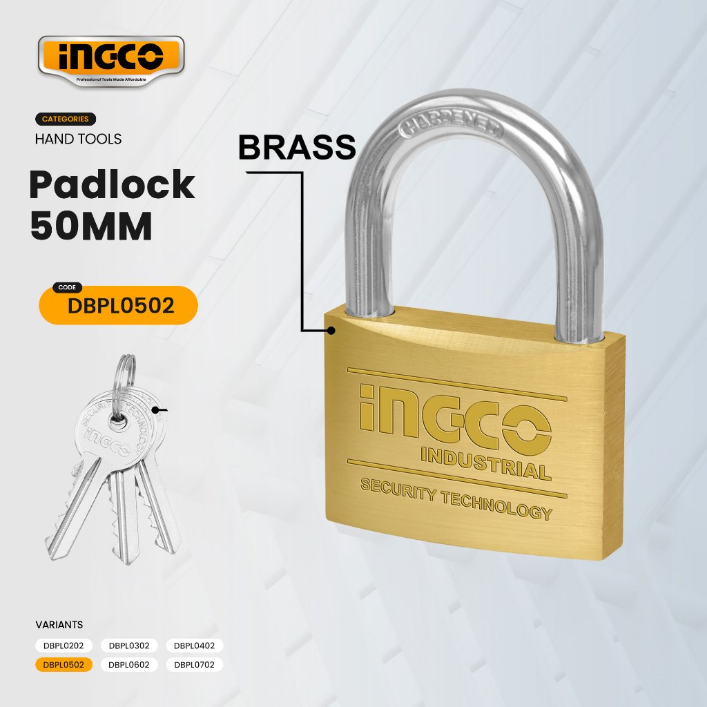 Ingco Heavy Duty Brass Padlock SOLD PER PIECE DBPL0502 / DBPL0602 ...
