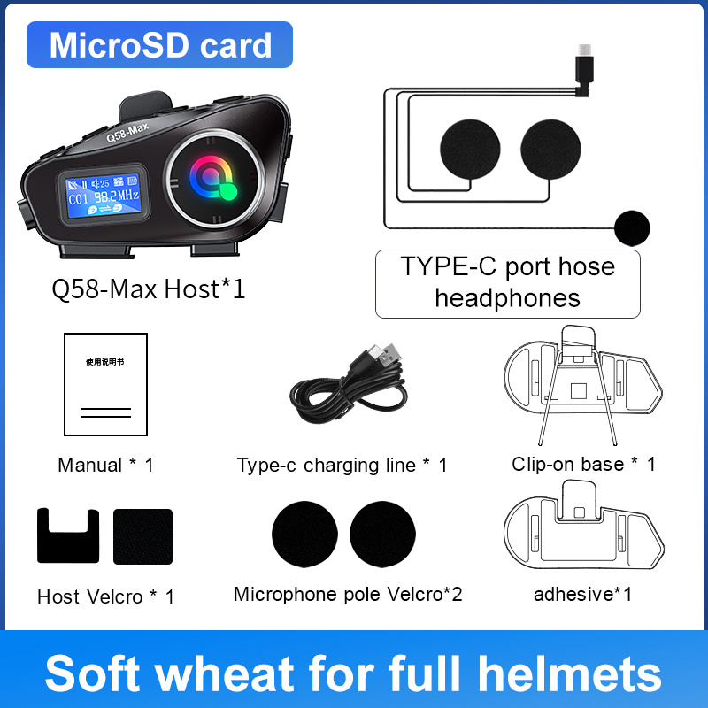 HVA Helmet Intercom for Motorcycle Headset Wireless Hands-free Call ...