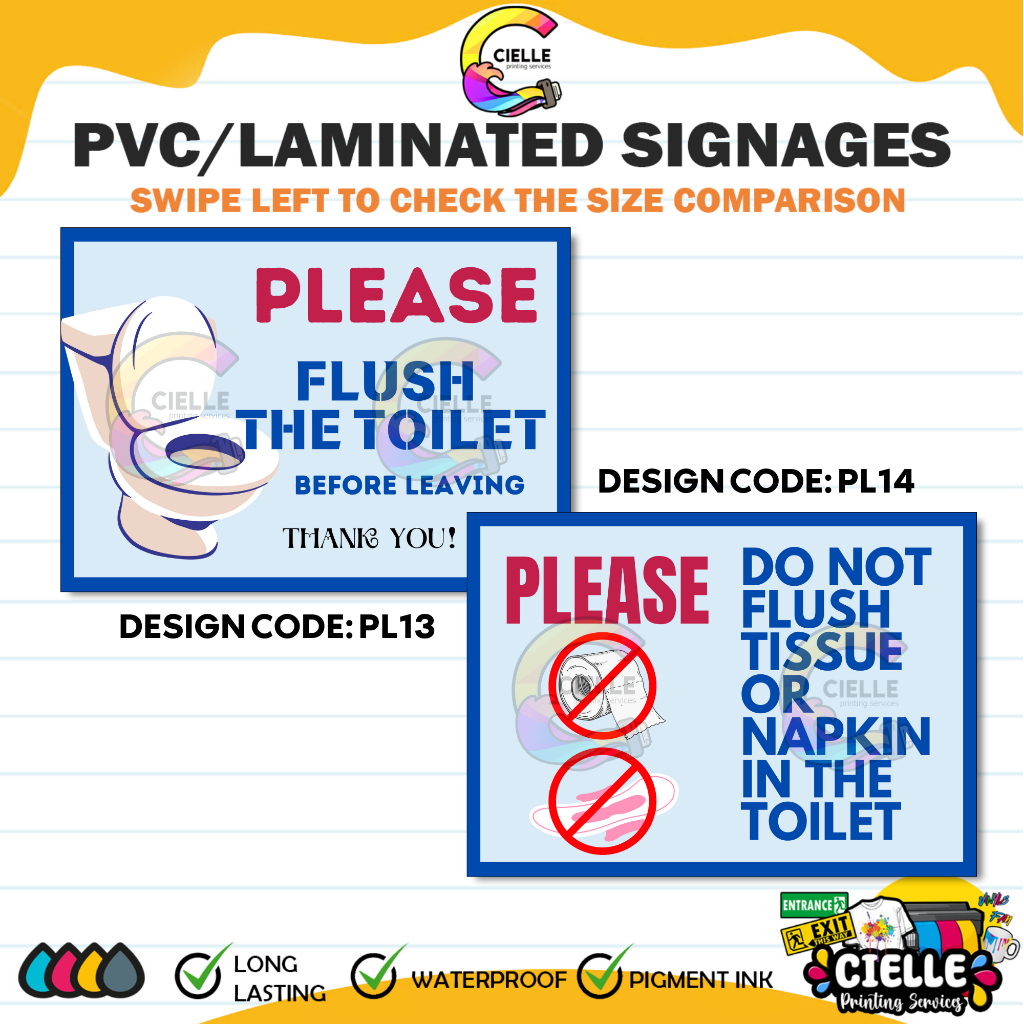 PVC/STICKER SIGNAGES (PL13&PL14) - PLEASE FLUSH THE TOILET/PLEASE DO ...