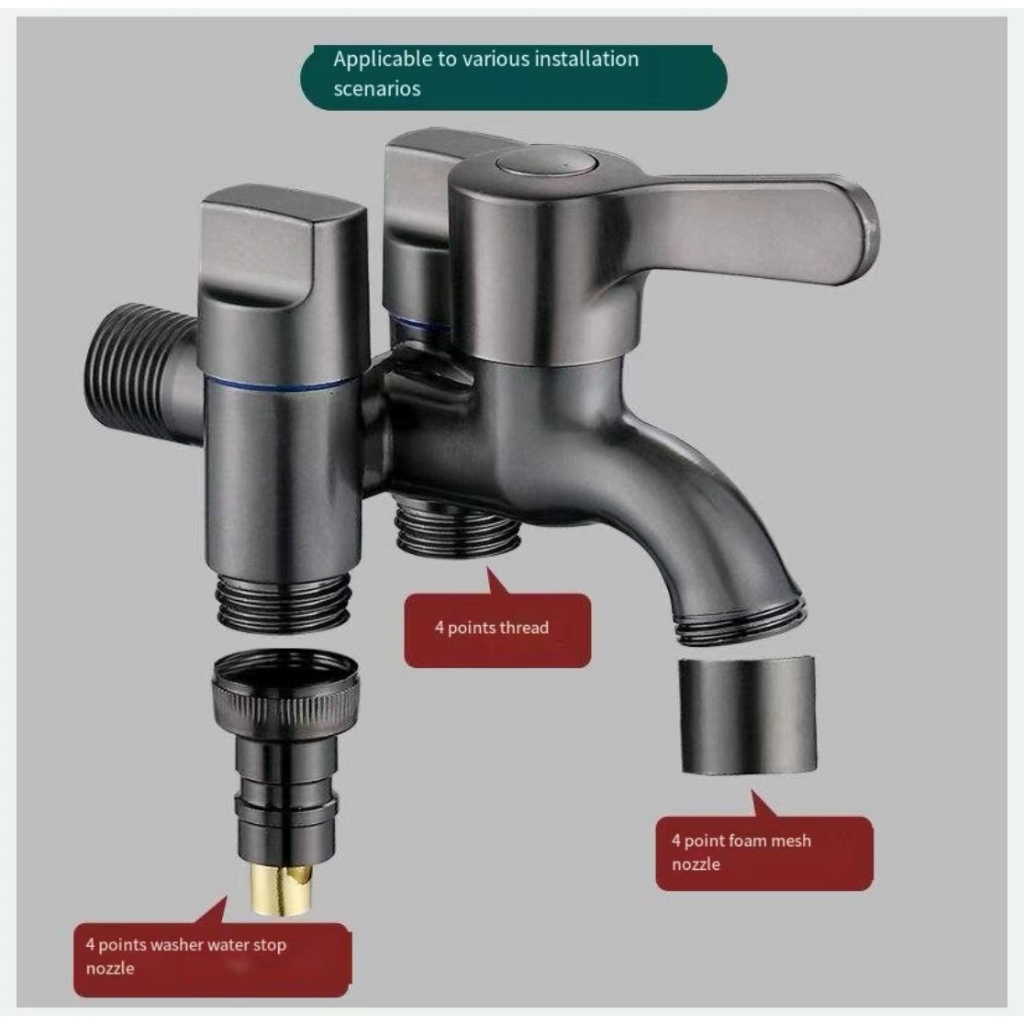 SUS304 Faucet Three Tap Multifunctional Stainless Steel Faucet Three ...