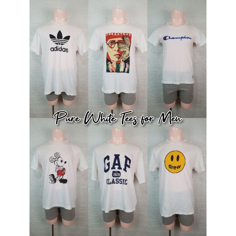 Preloved / Ukay-ukay White Tees T- shirts for Men (1/2) | Shopee ...