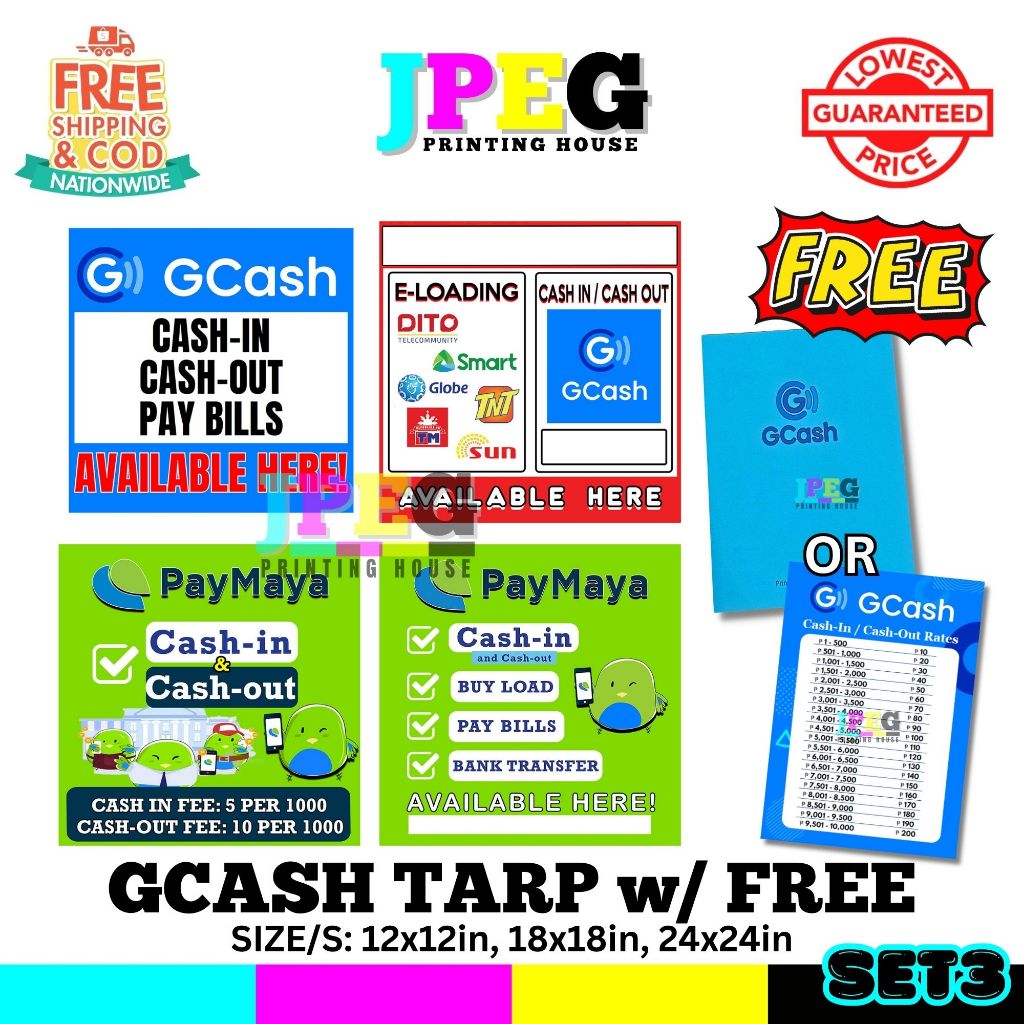 SET3 GCASH Tarp with FREE RATES or PAD w/ cash-in/cash-out Affordable ...