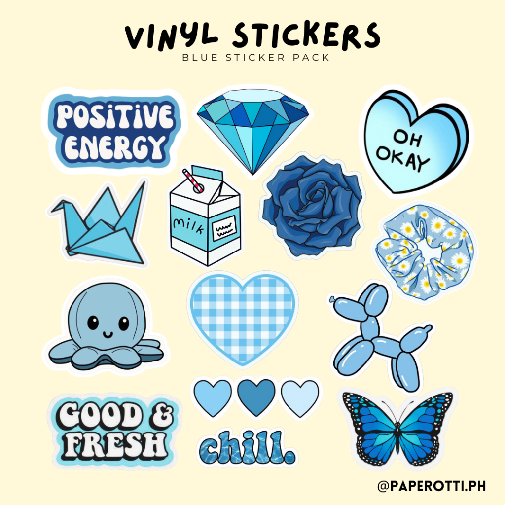 Blue Sticker Pack | Cute Water Proof Vinyl Stickers | Sold Per Pack ...