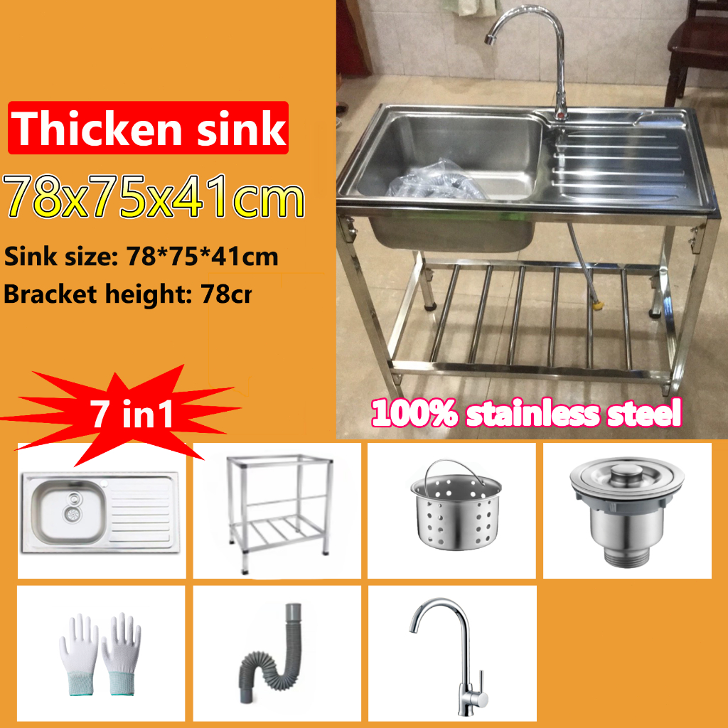 【Fast delivery】 304 Stainless Steel Sink with stand lababo stainless ...