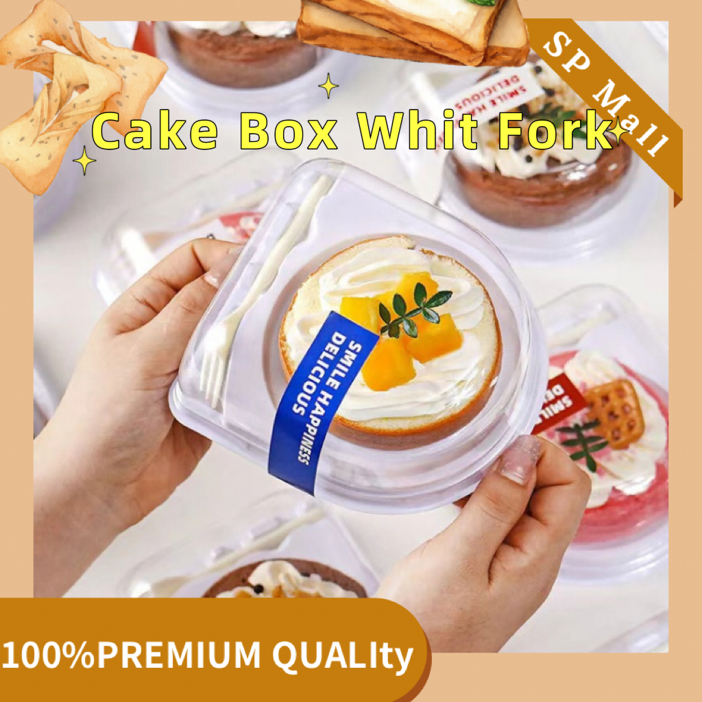 50pcs Transparent Mini Cake Roll Box Cake Packaging with Fork Hani Roll ...