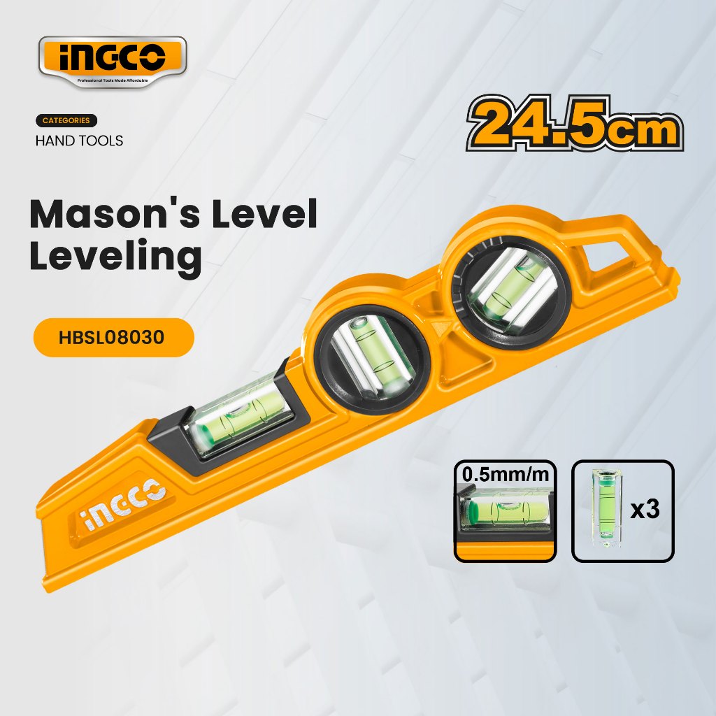 INGCO Mason's Level 24.5cm / 40cm Aluminum Leveling Tool SOLD PER PIECE ...
