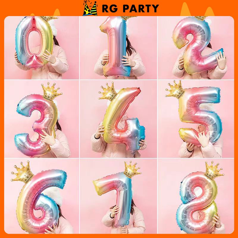 32inches Number Foil Balloon Gradient Birthday Party needs Decoration ...