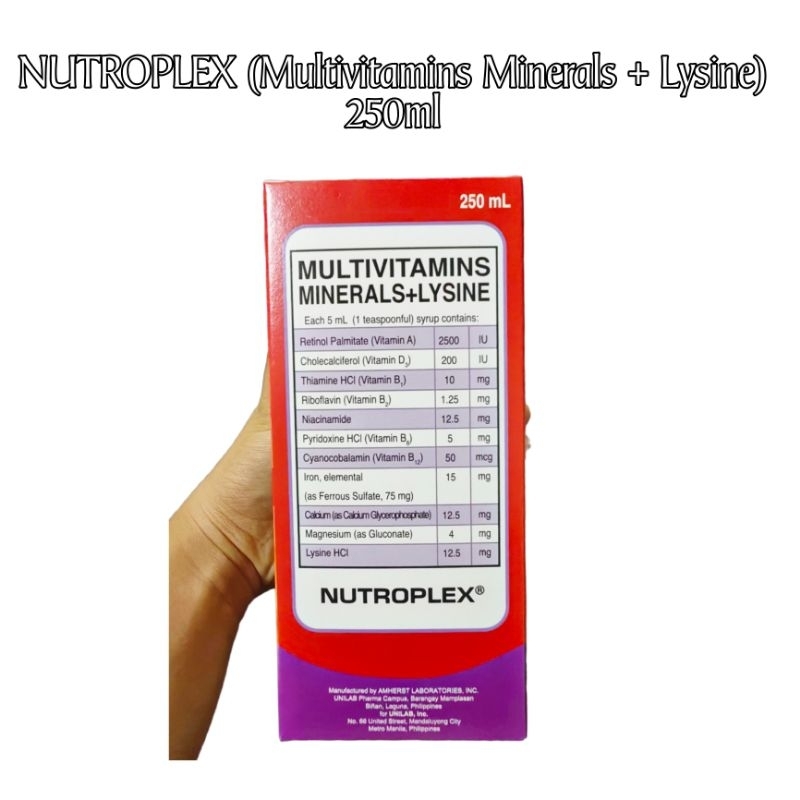 NUTROPLEX Syrup (Multivitamins Minerals + Lysine) 120ml/250ml | Shopee ...