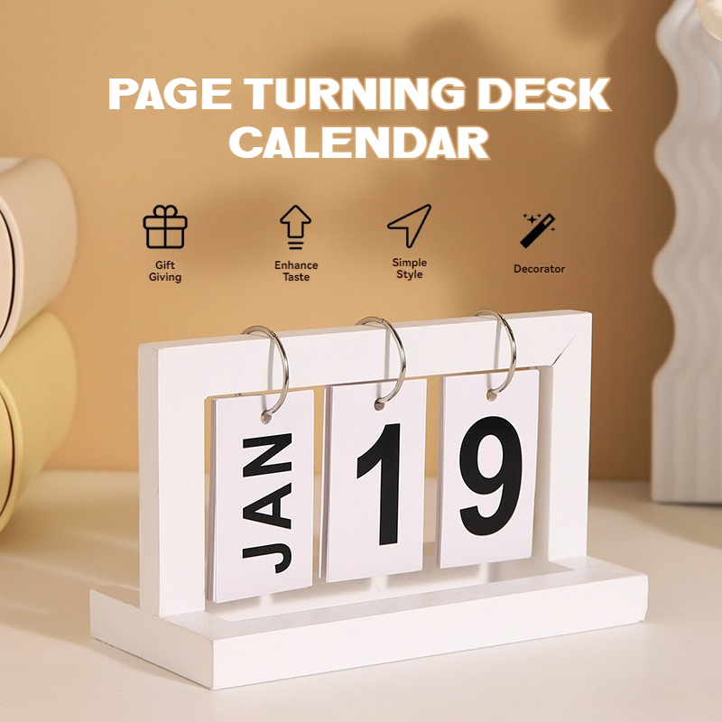【Hot Sales】Nordic Style Wooden Page-Turning Calendar Desk Calendar ...