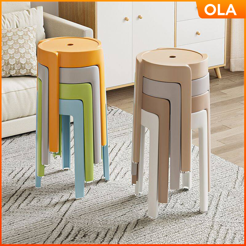 OLA Nordic Style Plastic Stool Stackable Dining Chair Nordic Bar Stools ...