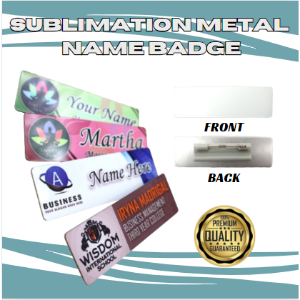 QUAFF Sublimation Metal Name Badge with Adhesive Pins 7x2cm (5pcs per ...